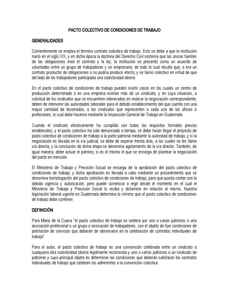 Pacto Colectivo de Condiciones de Trabajo | PDF | Sindicato | Derecho ...