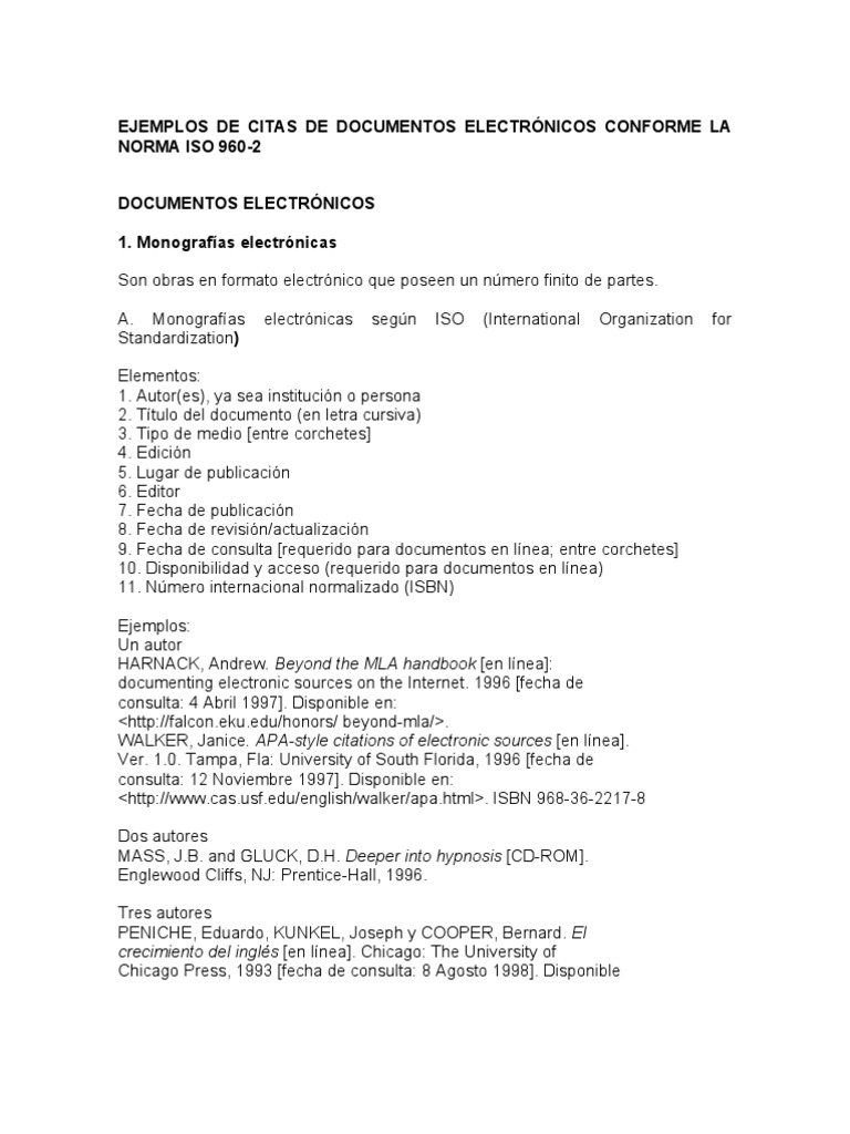 Ejemplos de Citas ISO 960-2 | PDF | International Standard Book Number ...
