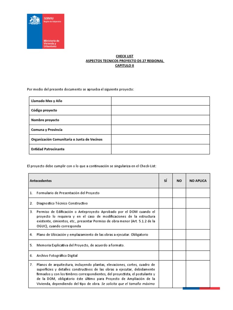 Check List Aspectos Tecnicos DS27 Cap 2 2021 | PDF | Tecnología