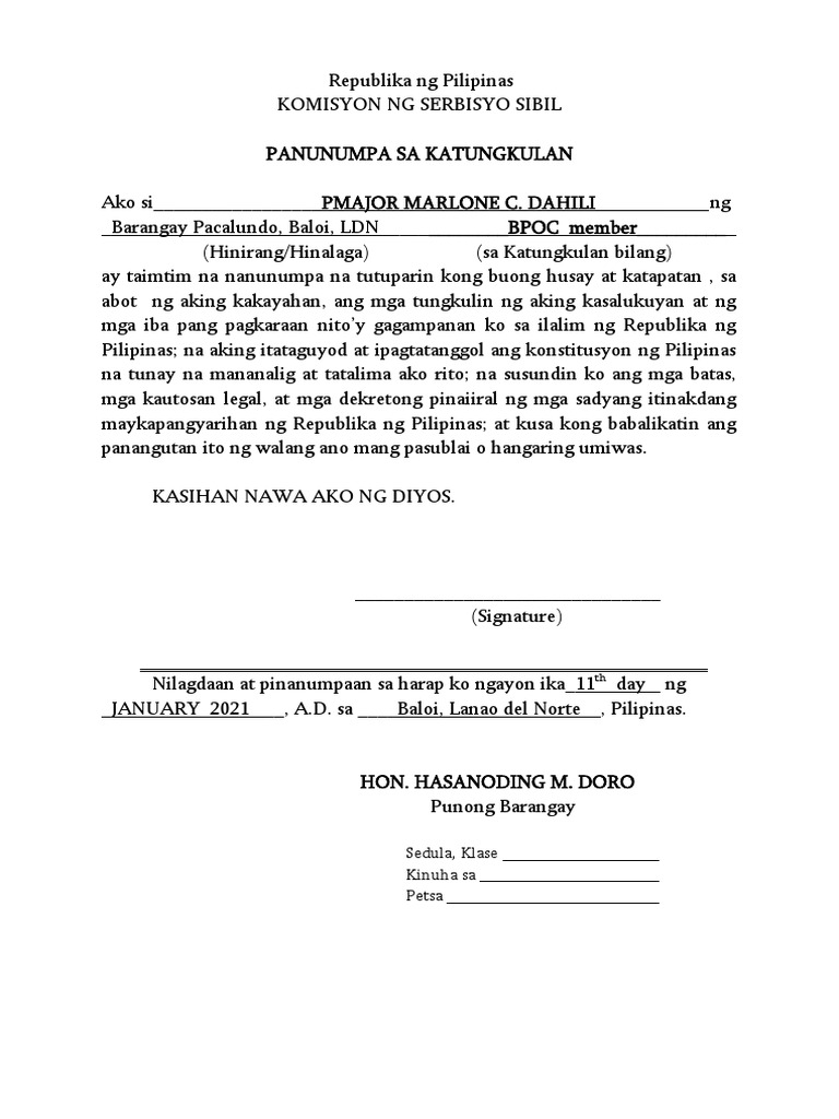 Bpoc Oath 2021 | PDF