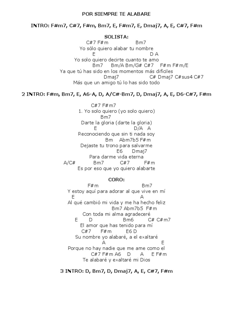 (Acordes) Por Siempre Te Alabare | PDF