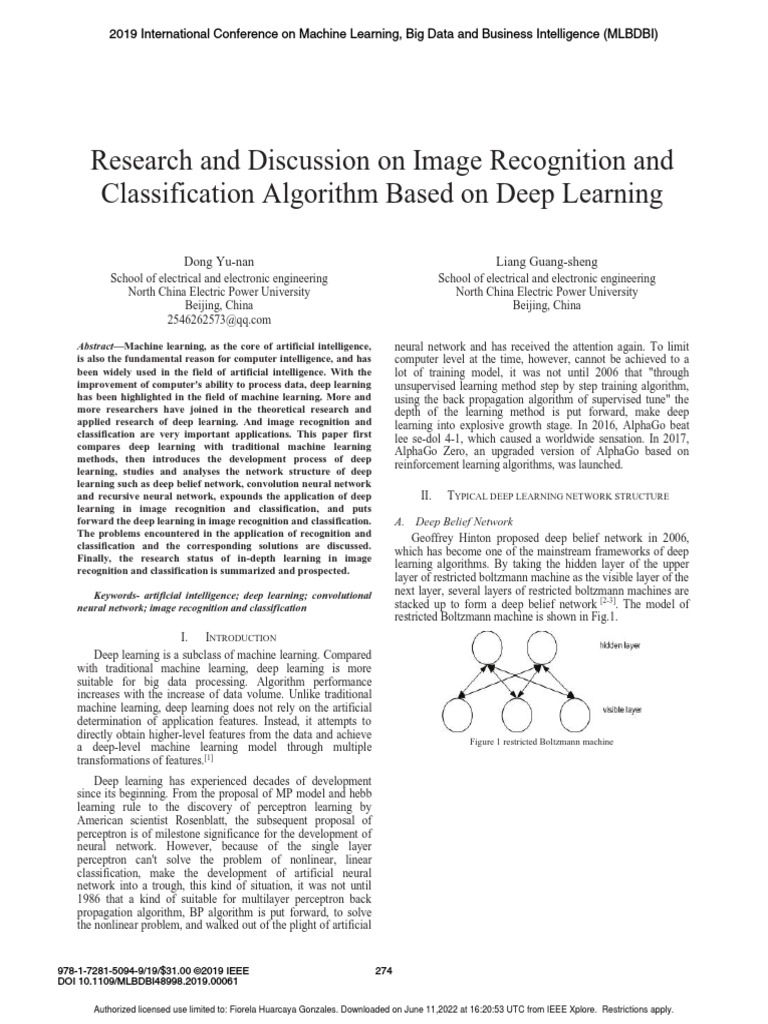 Research And Discussion On Image Recognition And Classification Algorithm Based On Deep Learning
