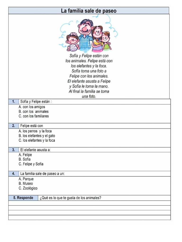 Lectura Mi Familia Sale de Paseo | PDF