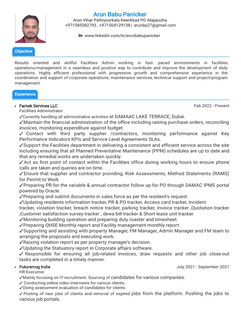 Arun CV Damac | PDF | Recruitment | Employment