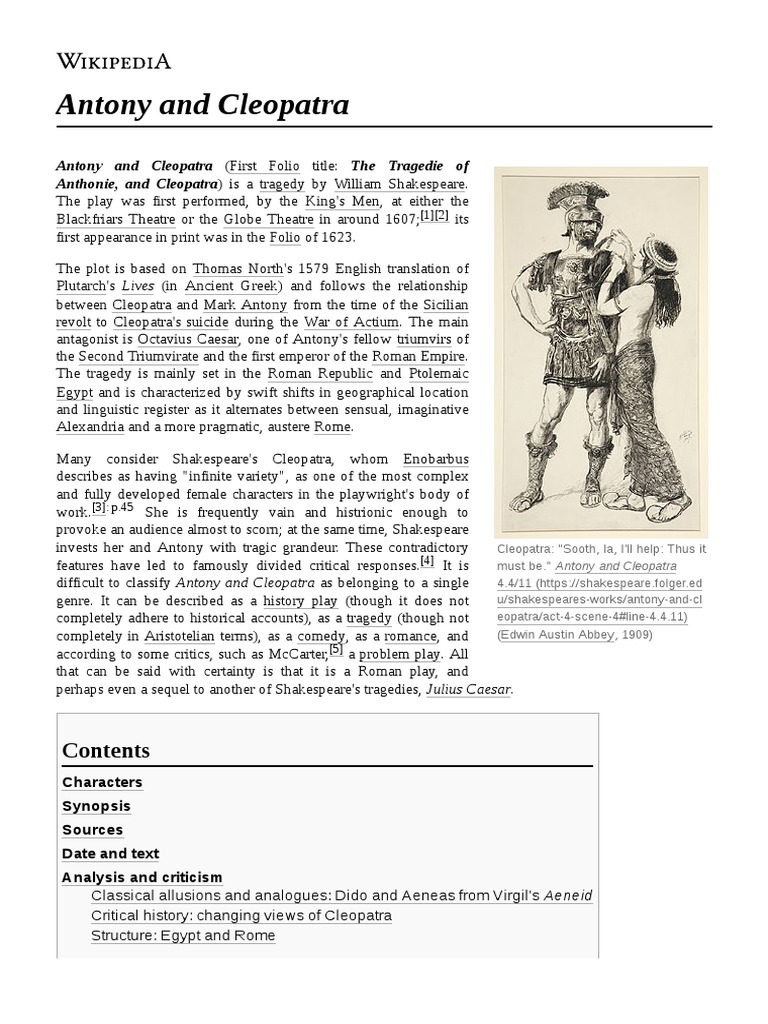 Antony and Cleopatra | PDF | Mark Antony | Augustus