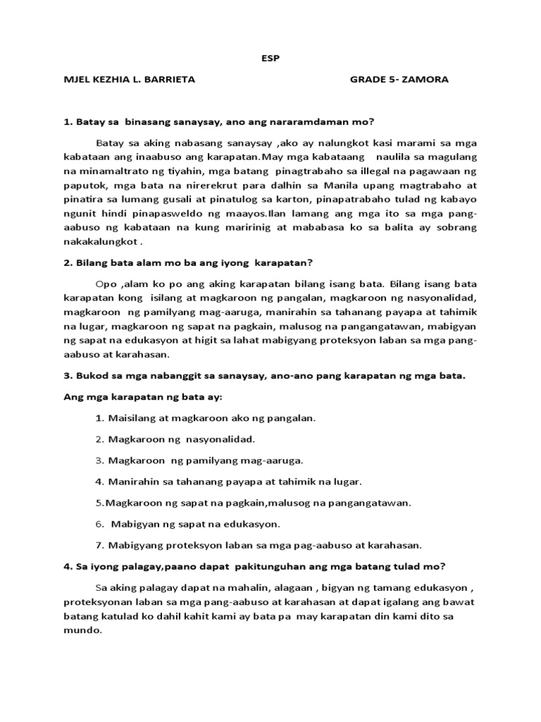 ESP Karapatan NG Bata | PDF