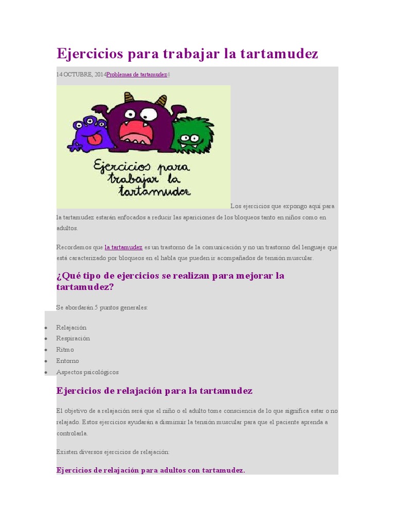Ejercicios para Trabajar La Tartamudez | PDF | Tartamudeo | Respiración