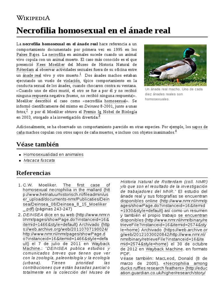 Necrofilia Homosexual en El Ánade Real | PDF