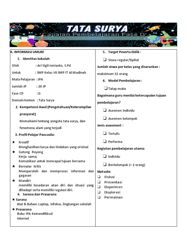 Modul Ajar Tata Surya | PDF