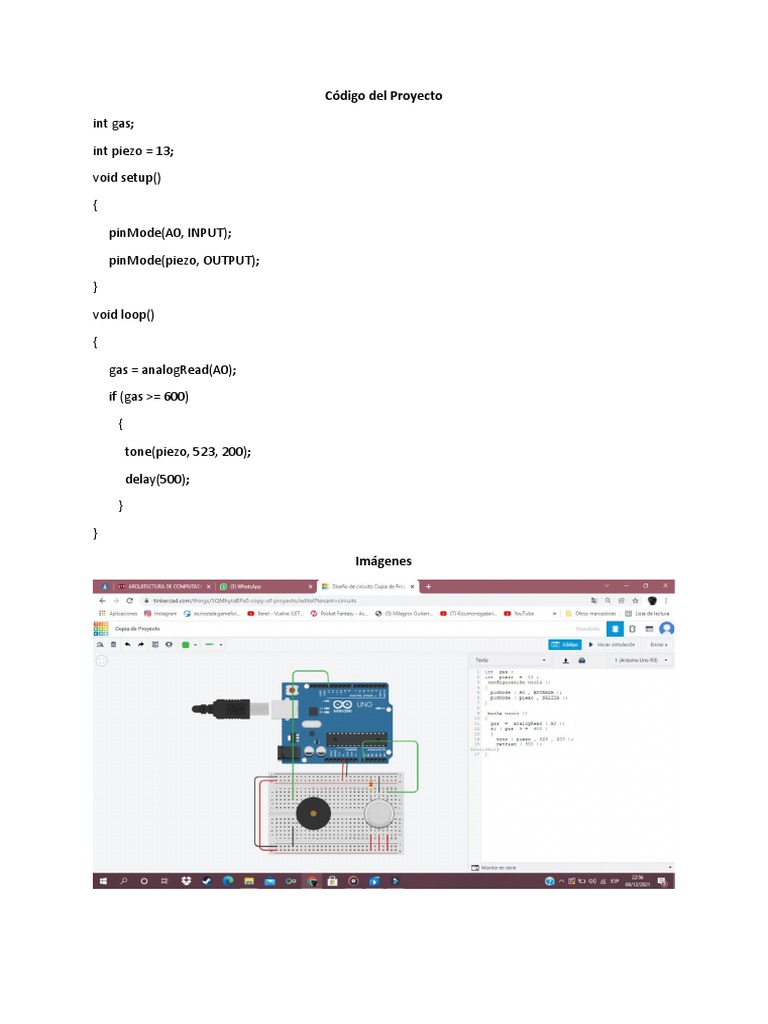Alarma De Gas Con Arduino Simulacion En Tinkercad Pdf