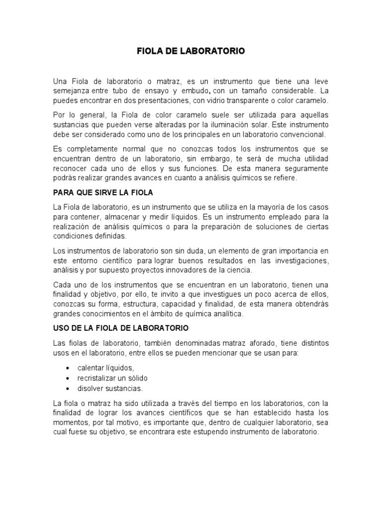 Fiola de Laboratorio | PDF | Laboratorios | Lentes