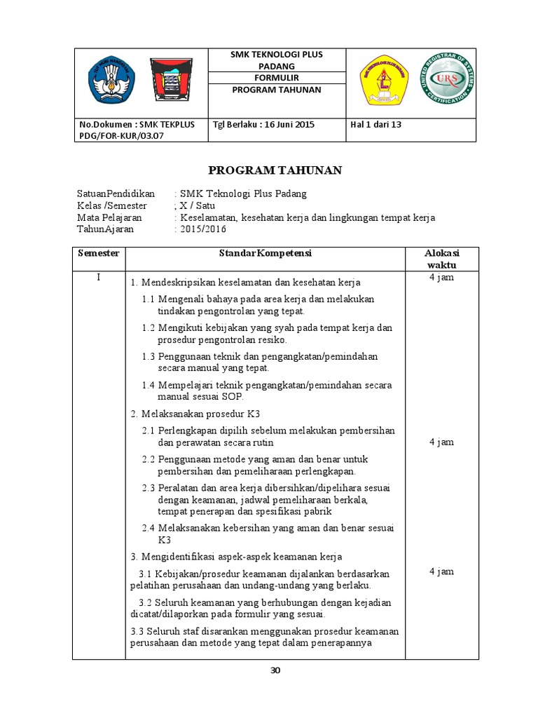 PROGRAM Tahunan K3 | PDF