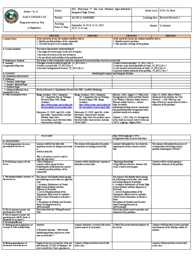 DLL-pr2 5 | PDF | Learning | Teachers