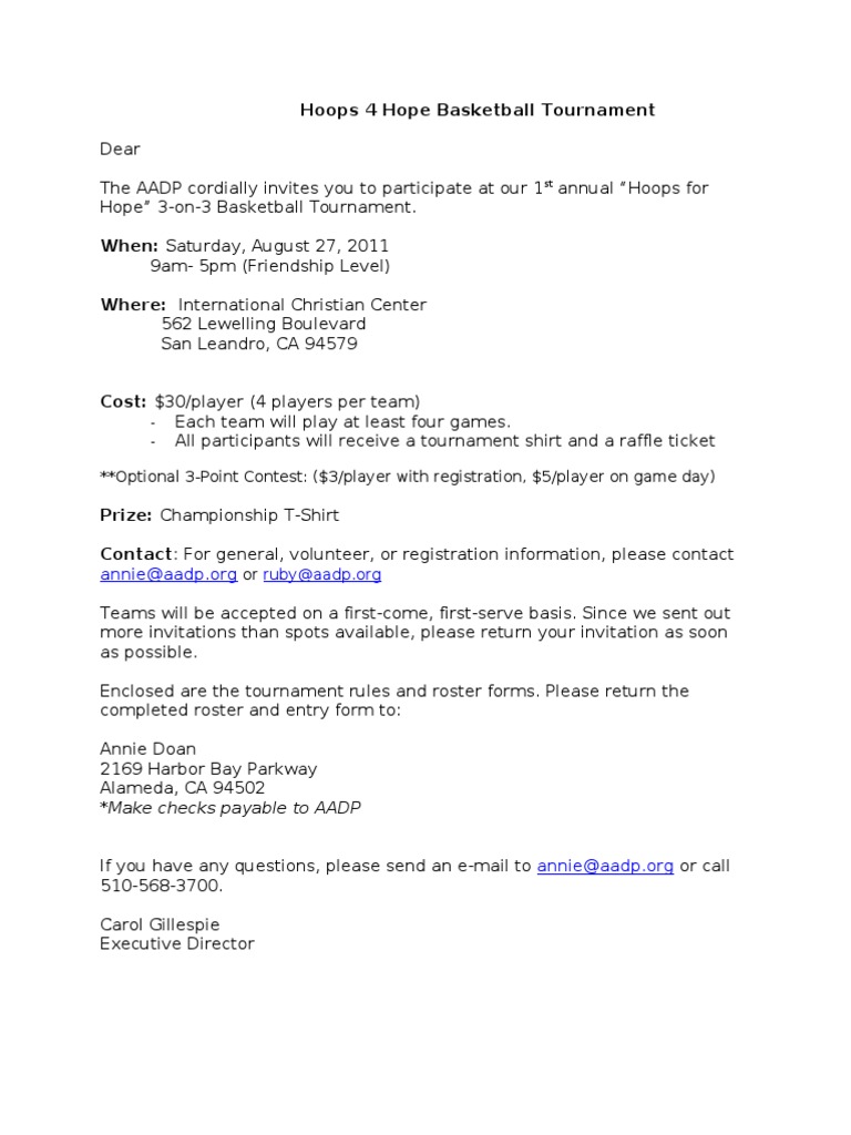 Final Hoops 4 Hope Application | PDF | Sports | Basketball