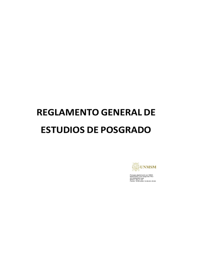Reglamento General de Estudios de Posgrado. | PDF | Plan de estudios | Universidad