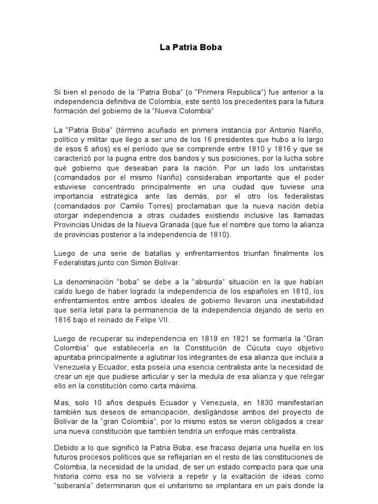 La Patria Boba: el periodo que sentó las bases de la independencia de ...