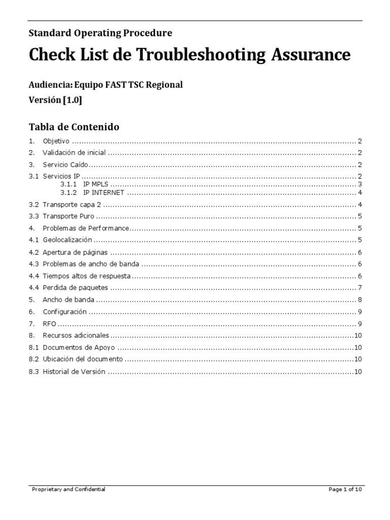 CheckList de Troubleshooting para Equipo FAST TSC | PDF | Enrutador ...