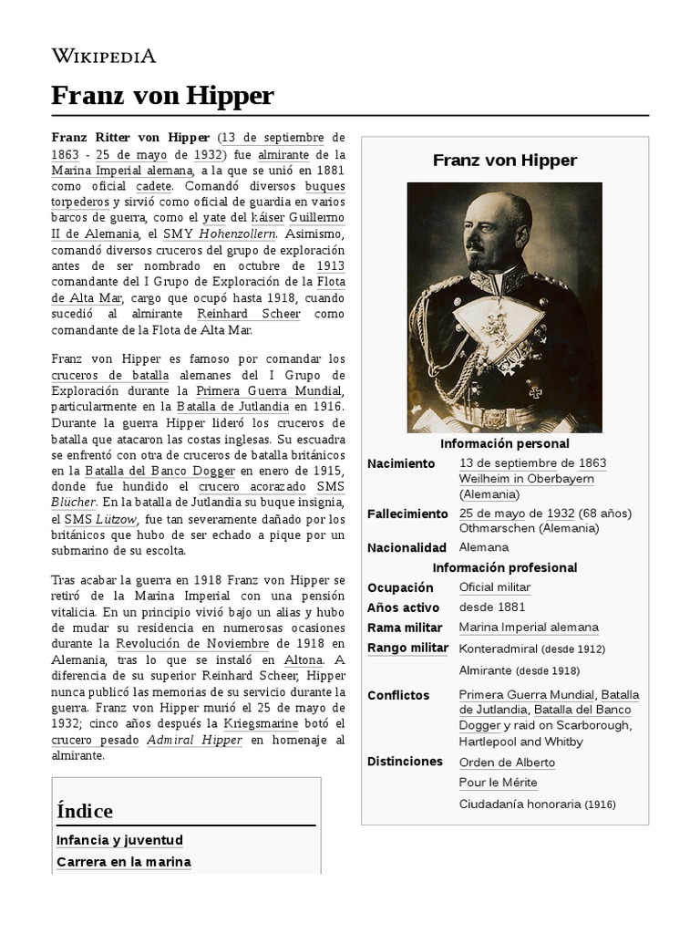 Franz Von Hipper | PDF | Envío | Embarcación