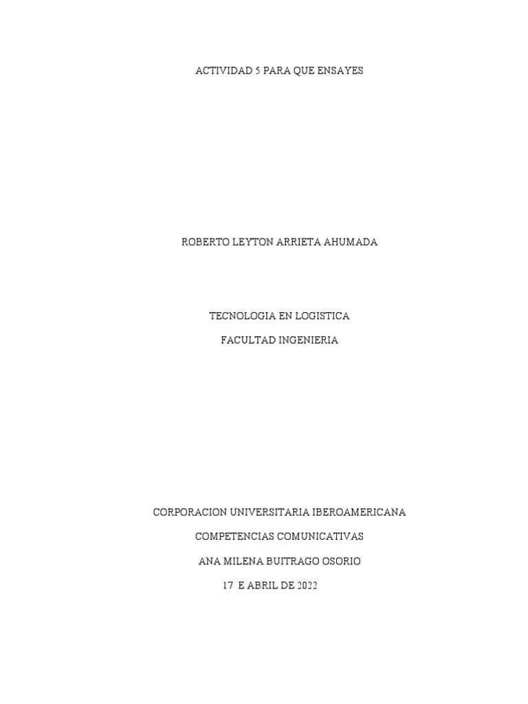 Act. 05 - para Que Ensayes | PDF | Estudios de idiomas extranjeros | Arte