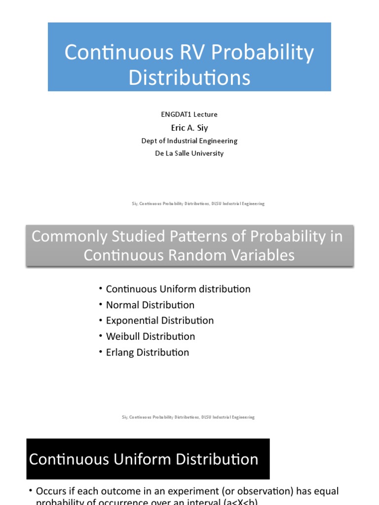 Continuous RV Probability Distributions | PDF | Normal Distribution | Probability Distribution