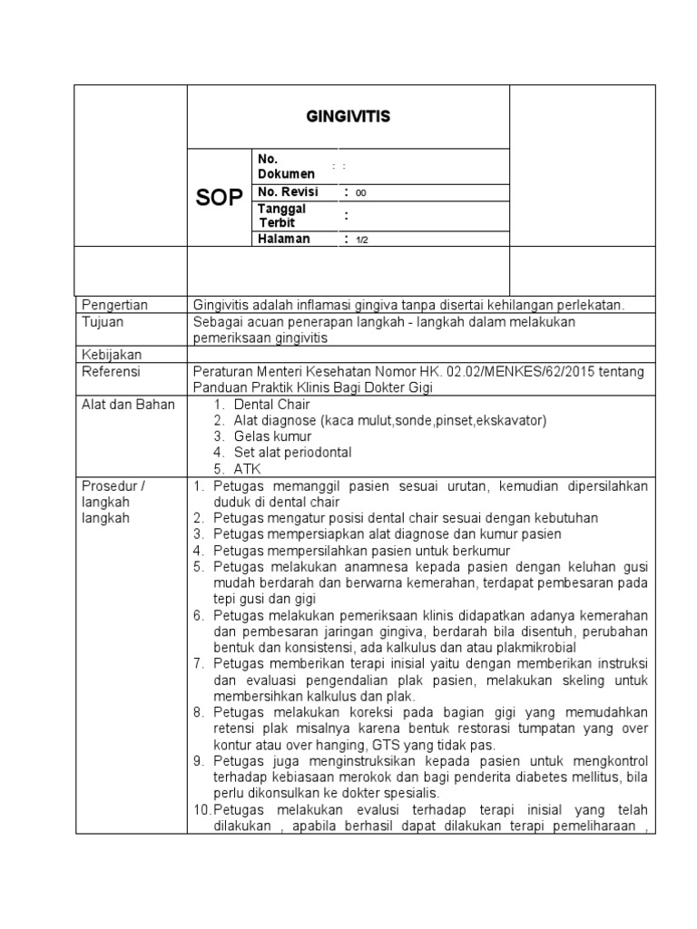 Prosedur Penanganan Gingivitis Akut | PDF