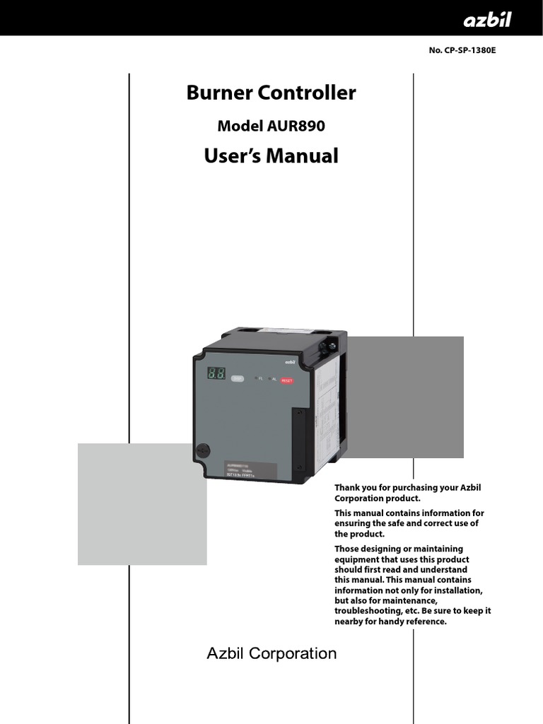 Burner Controller User's Manual: Model AUR890 | PDF | Electrical Wiring | Combustion