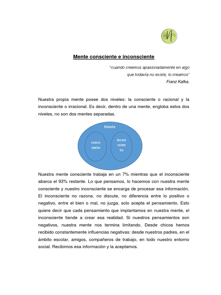 Mente Consciente e Inconsciente | PDF | Mente | Mente inconsciente