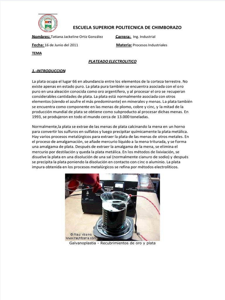 Fdocuments - Ec Electrolisis de Plata | PDF | Redox | Plata