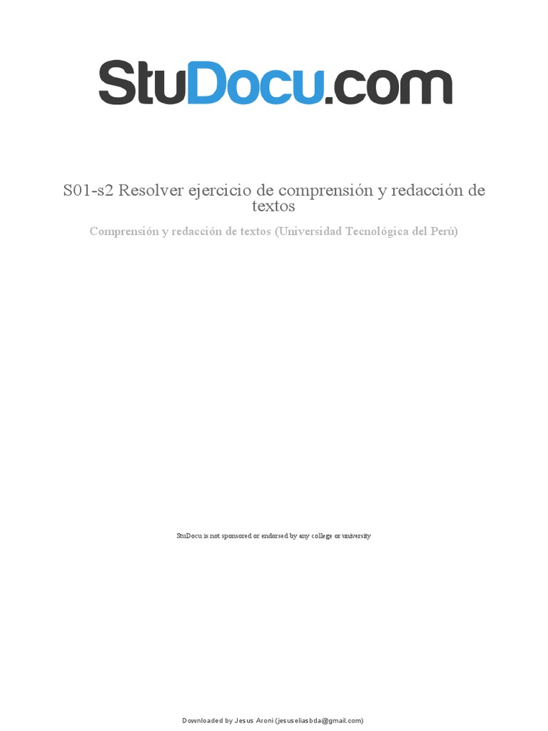s01 s2 Resolver Ejercicio de Comprension y Redaccion de Textos | Descargar gratis PDF ...