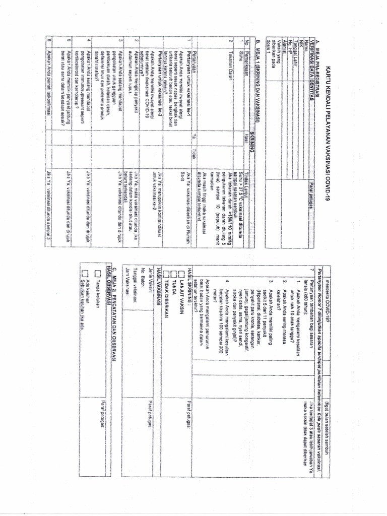 Form Skrining Vaksin | PDF