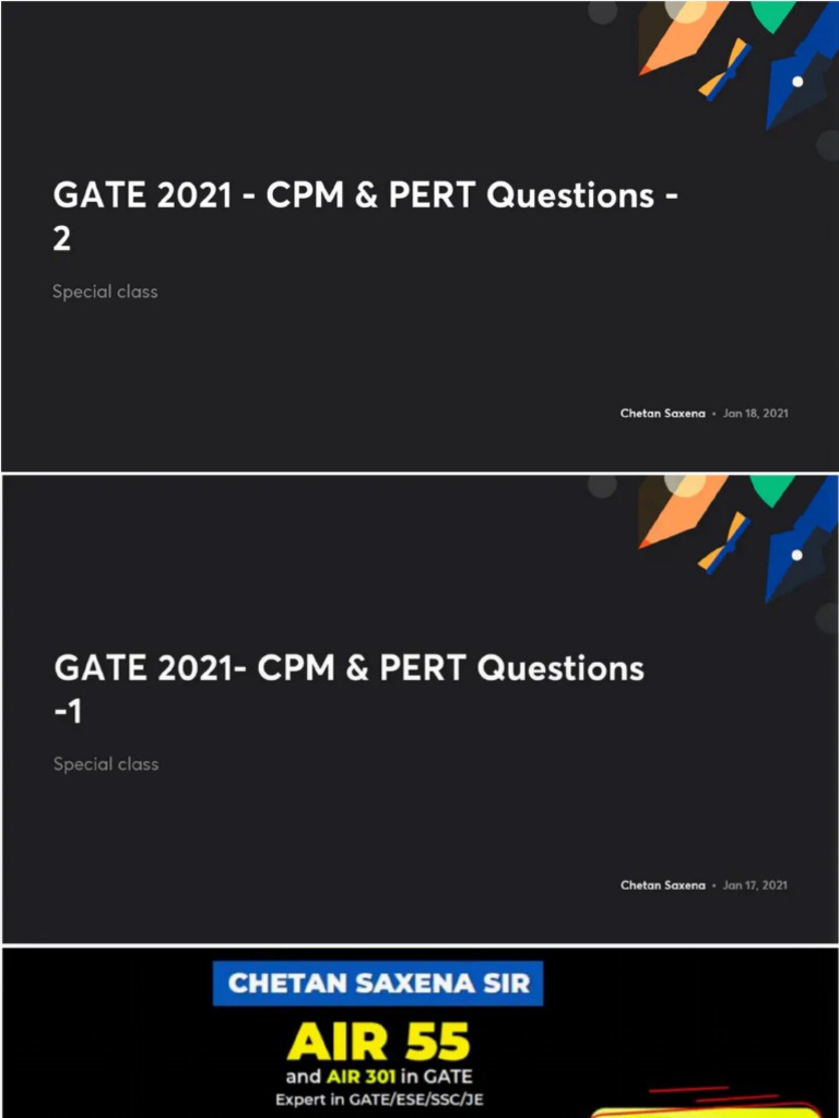 GATE 2021 CPM PERT Questions 2 With Anno | PDF