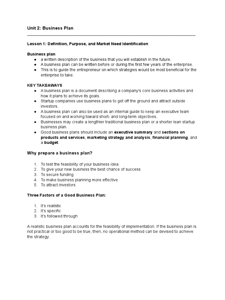 Unit 2 - Business Plan | PDF | Customer Satisfaction | Business Model
