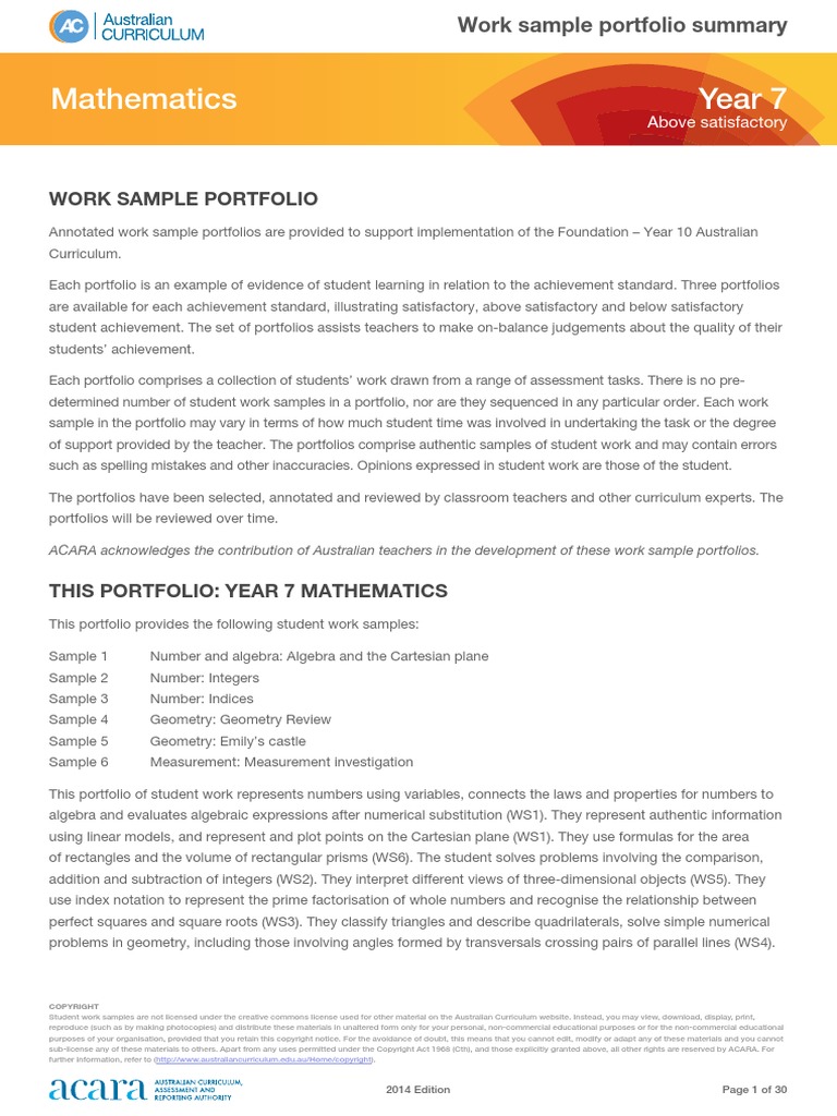 Year 7 Mathematics Portfolio Above | PDF | Line (Geometry) | Rectangle