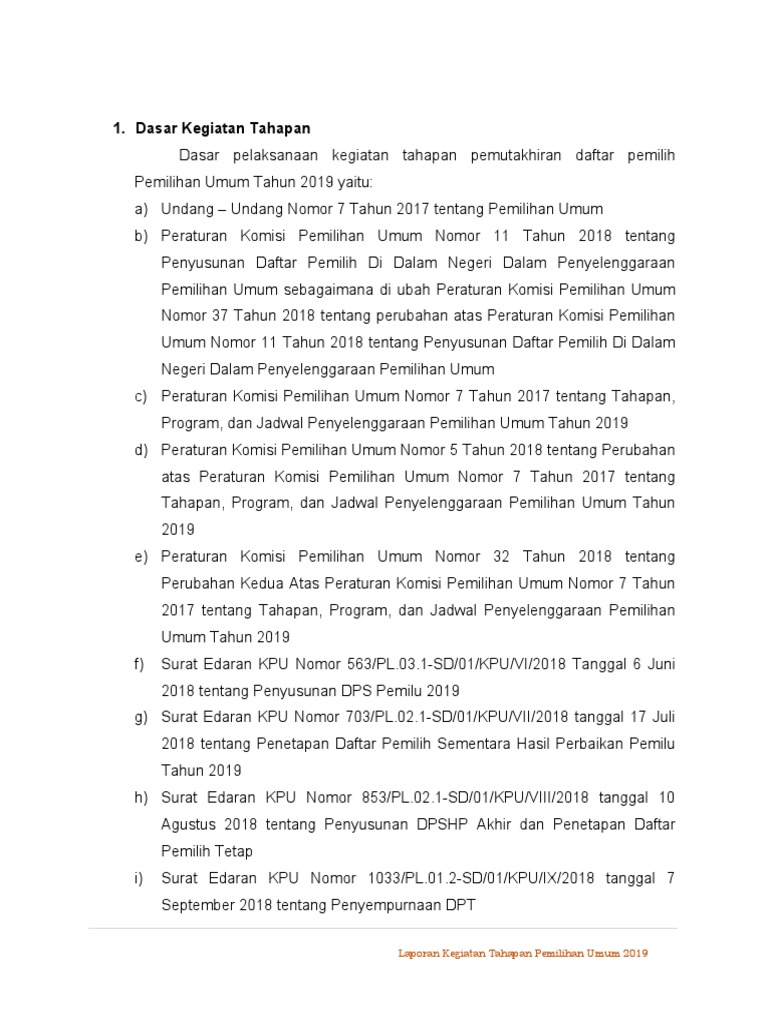 3 Laporan Tahapan Pemutakhiran Data Pemilih Dan Penyusunan Daftar Pemilih | PDF