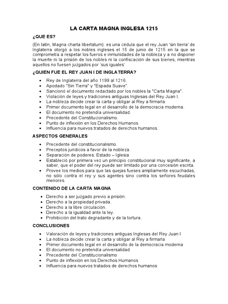 La Carta Magna de 1215 en Inglaterra | PDF | Derecho | Historia