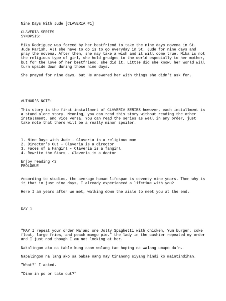 (Claveria #1) Nine Days With Jude | PDF