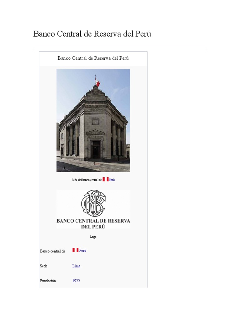 Banco Central de Reserva Del Perú | PDF | Bancos | Moneda