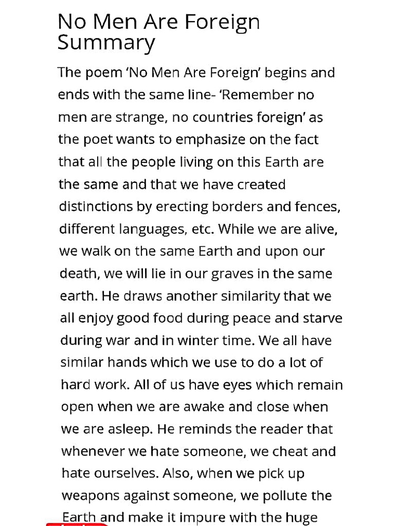 English Poem No Men Atr Foreign | PDF