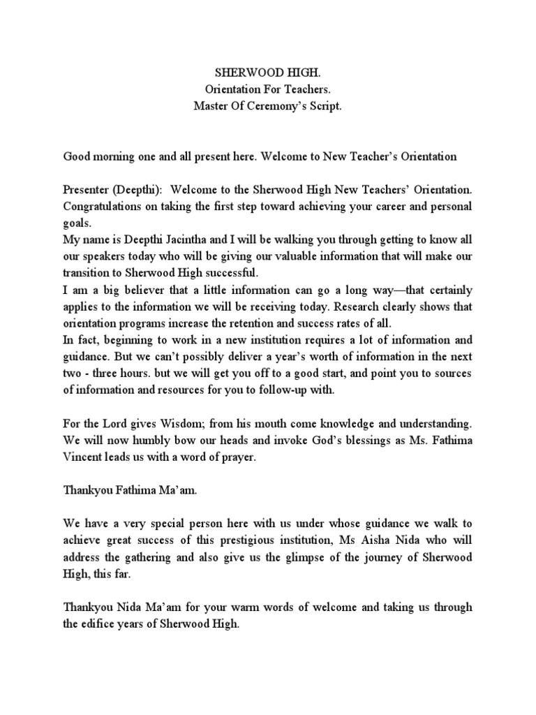 Master of Ceremony's Script. | PDF | Career & Growth