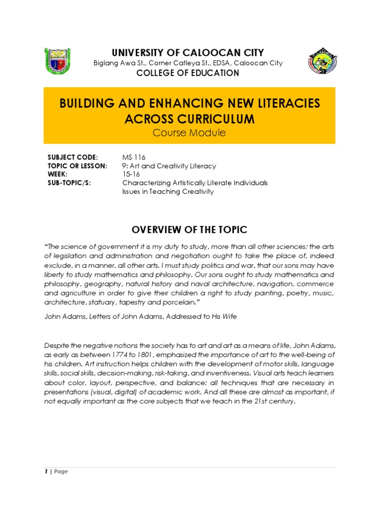 BENLAC Module 9 | PDF | Creativity | Learning