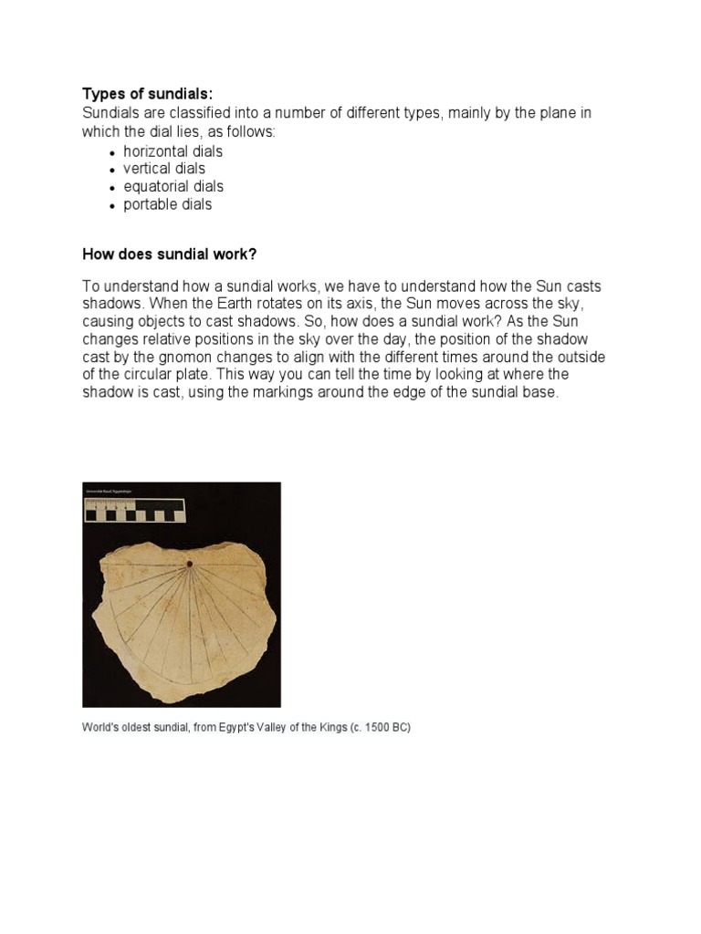 A Comprehensive Guide to Sundials: Types, How They Work, and History | PDF