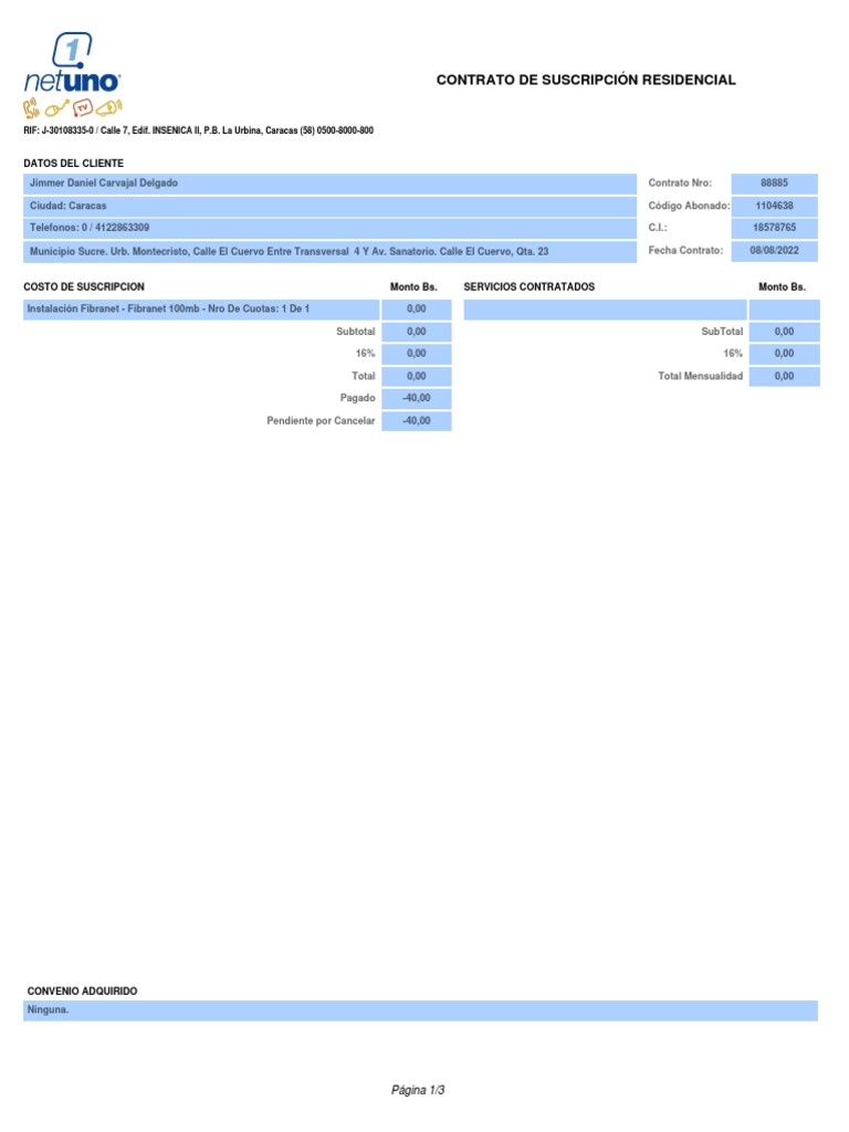 Contrato NetUno 88885 | PDF | Justicia | Crimen y violencia