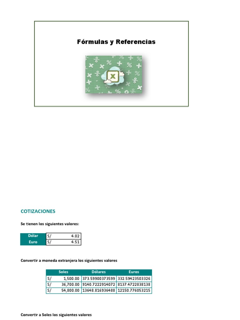 Semana 2 - Tarea - Fórmulas y Referencias | PDF | Dólar de los Estados Unidos | Mercado de divisas