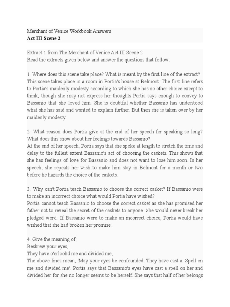 Merchant of Venice Act 3 SC 2 | PDF | The Merchant Of Venice | British Plays Adapted Into Films