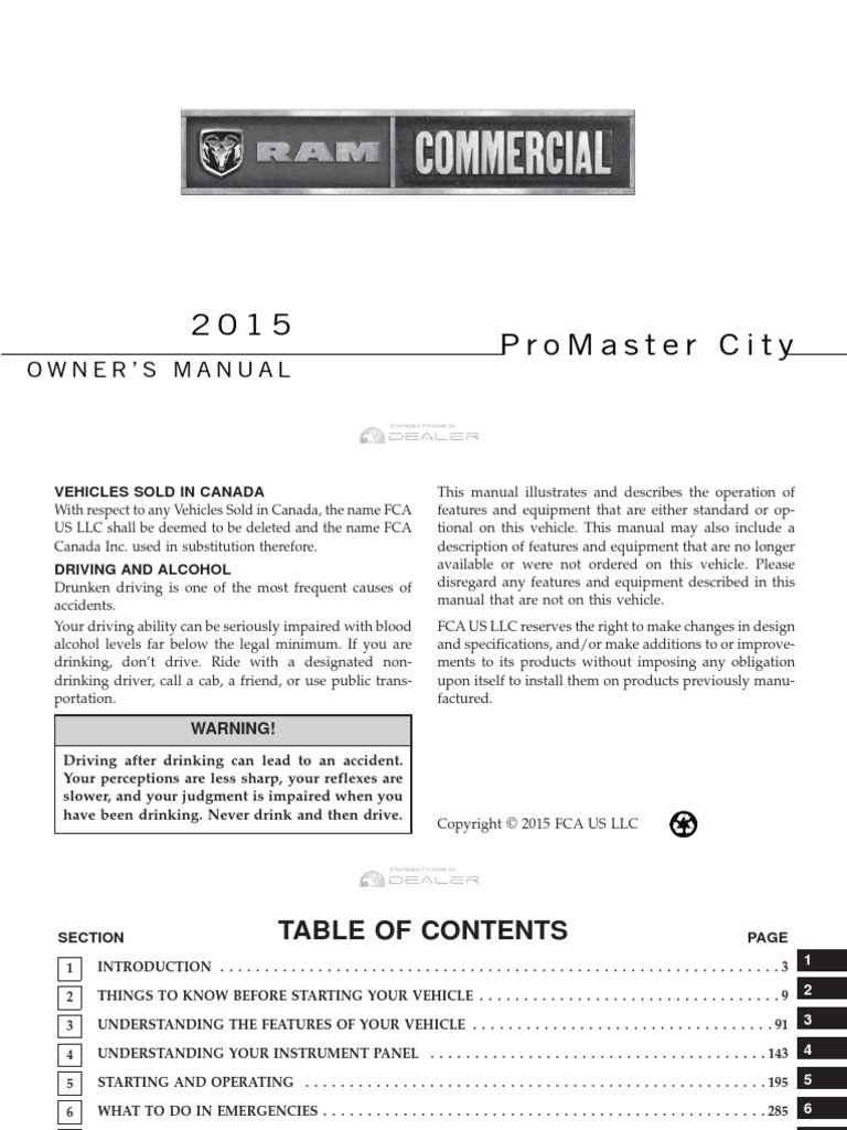 Car Service Manuals Ram 2015 Promaster City | PDF | Automotive Industry ...