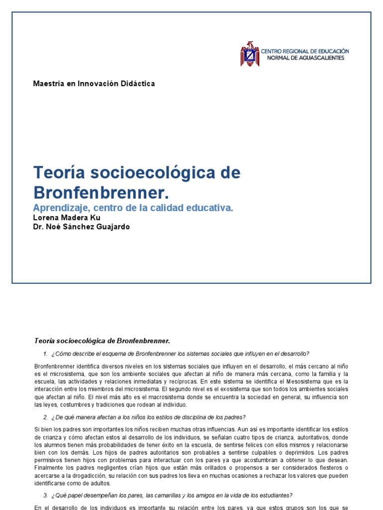 Actividades 3 Bronfenbrenner Lorena Madera | PDF | Comportamiento ...