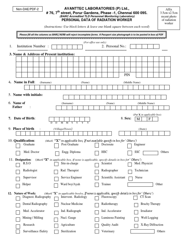TLD Form | PDF | Radiography | Ionizing Radiation