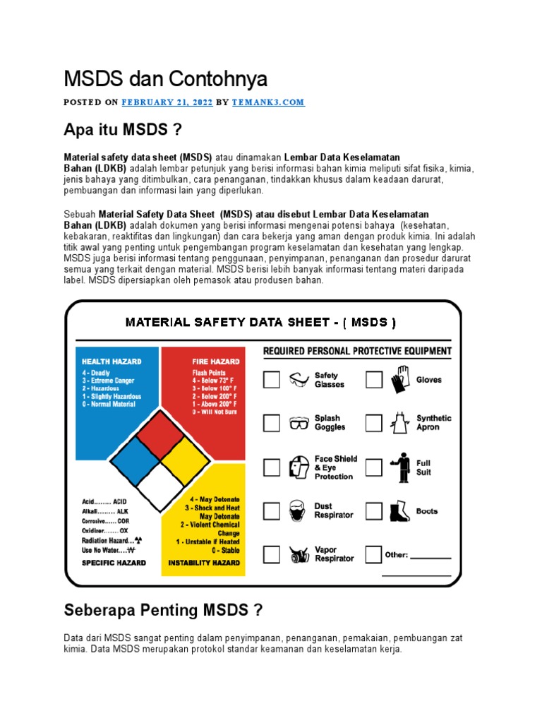 MSDS Dan Contohnya | PDF