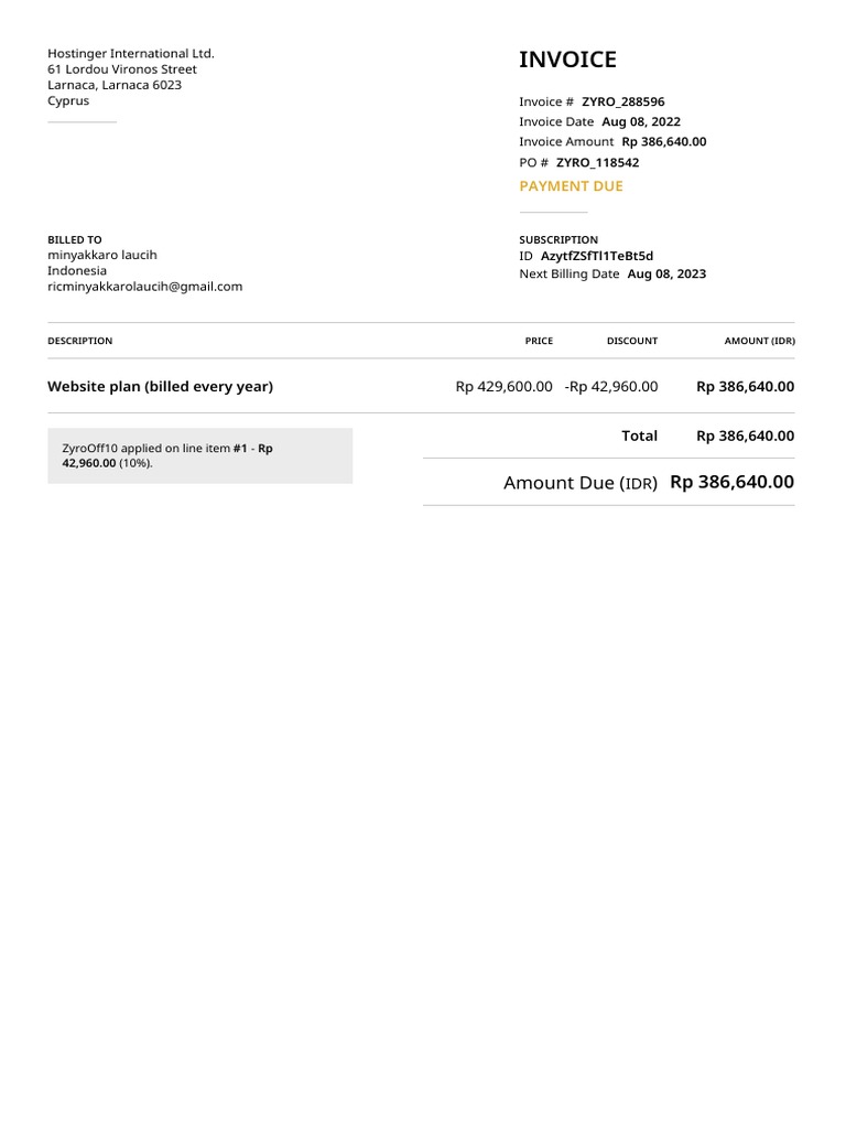 Zyro-Us Invoice AzyXUPTFaOAk03ksX | PDF