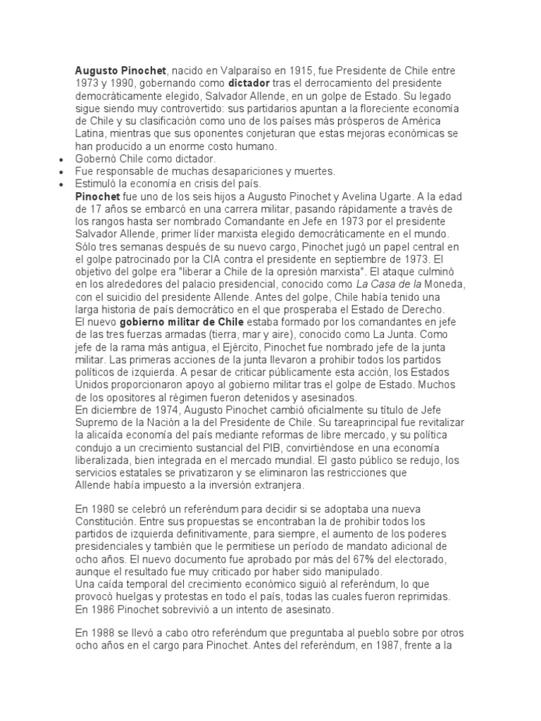 Augusto Pinochet | PDF | Augusto Pinochet | Gobierno